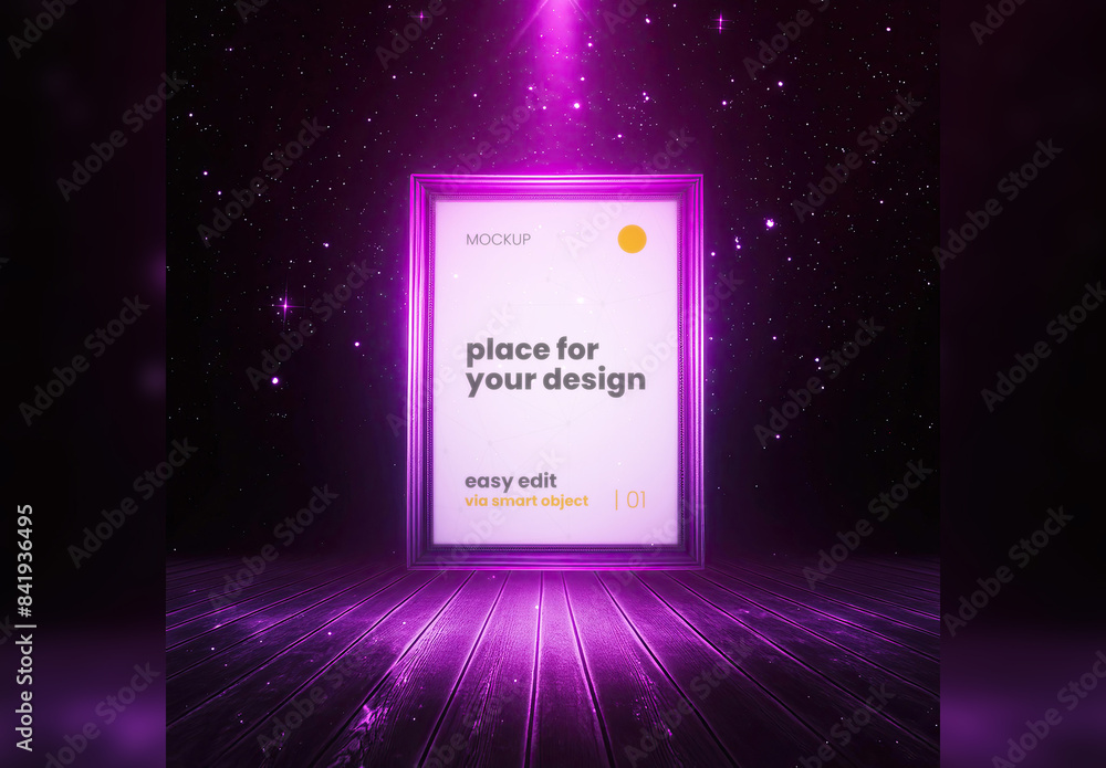 Single page frame poster Mockup neon vaporwave synthwave 01 Generative ...