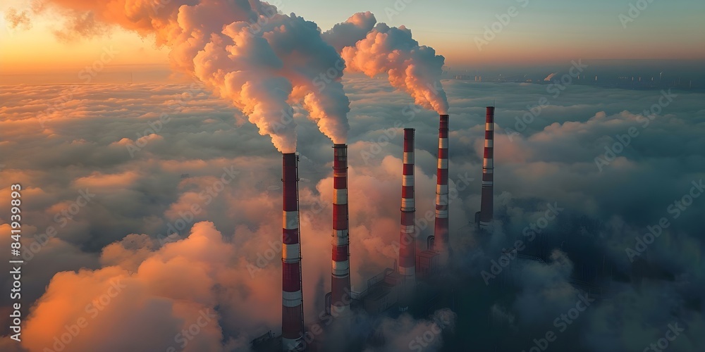 Industrial Pollution Factory Chimneys Submerged in Smog due to Carbon ...