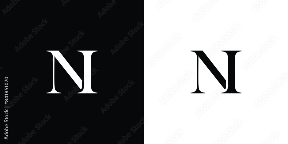 Abstract serif letter NI logo in black and white color for beauty and ...