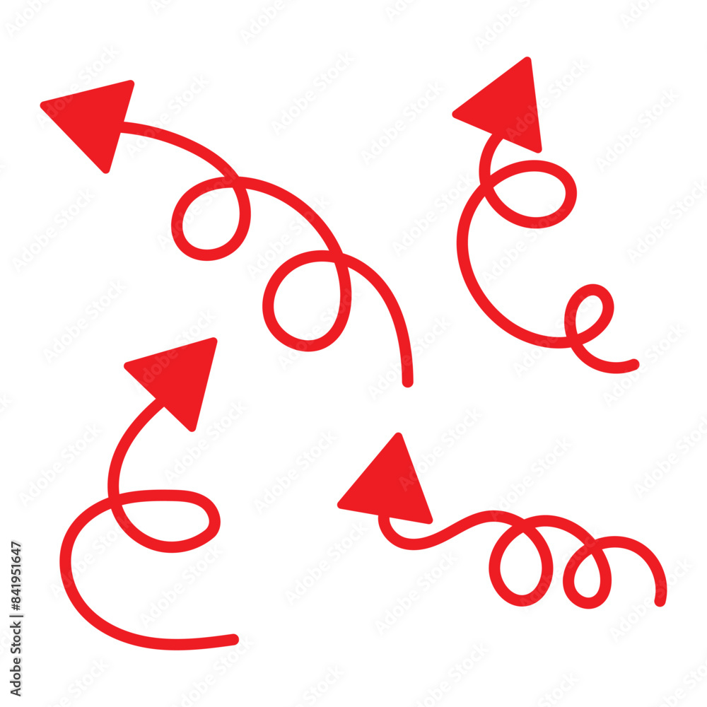 Arrow icon. Spiral Doodle arrow. Collection different arrows sign ...