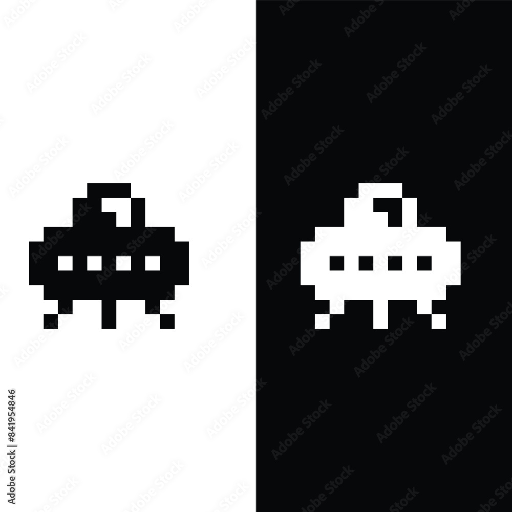 pixel art ufo vector icon spaceship pixel element for 8 bit space ...