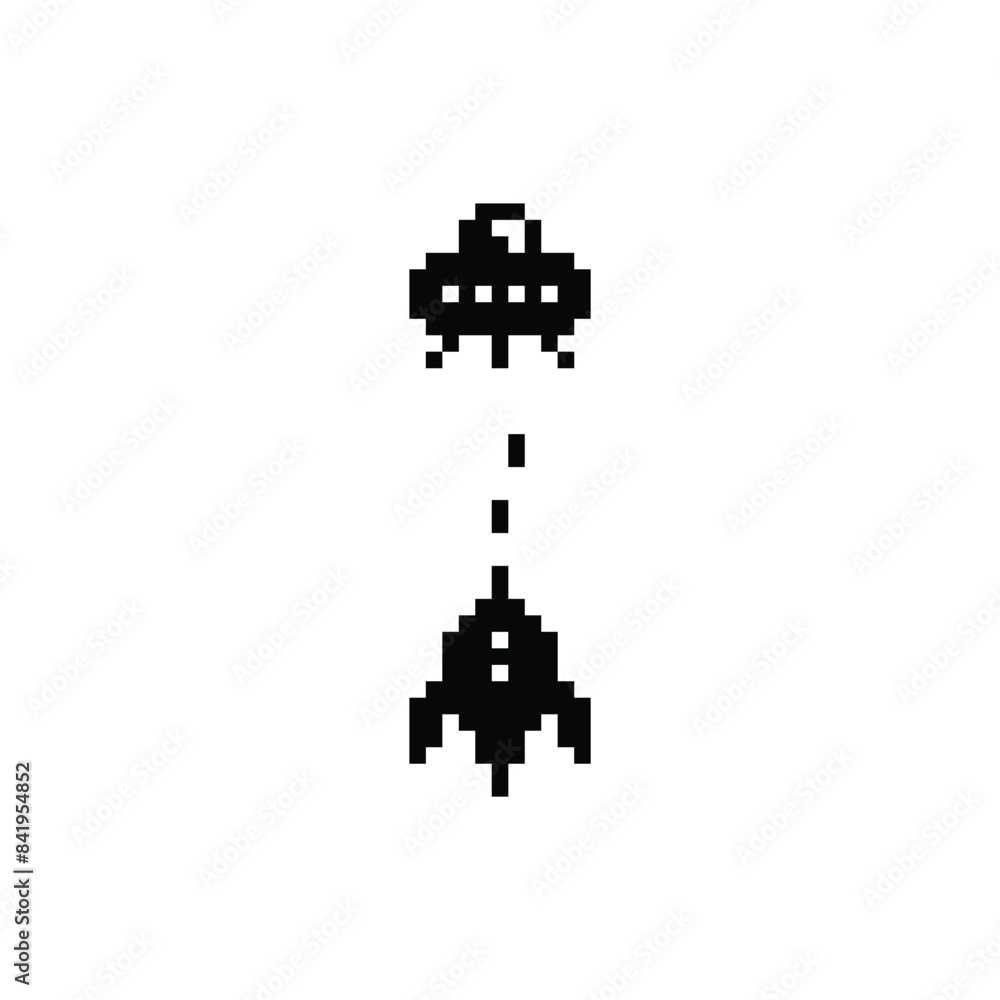 pixel art ufo vector icon spaceship pixel element for 8 bit space ...
