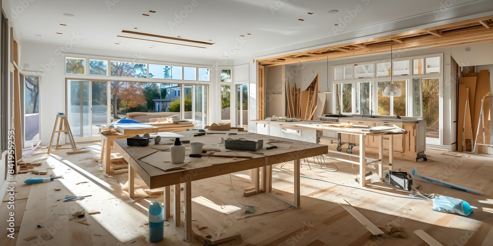 Renovating a home by removing walls to create an open floor plan. Concept Home Renovation, Open ...