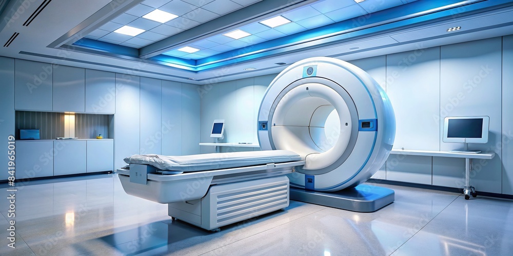 Modern MRI scanner in hospital room with advanced technology, hospital ...