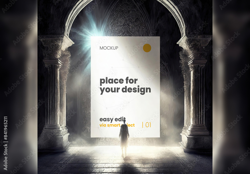 Science Fiction Fantasy Environment Poster Mockup Generative Ai Stock ...