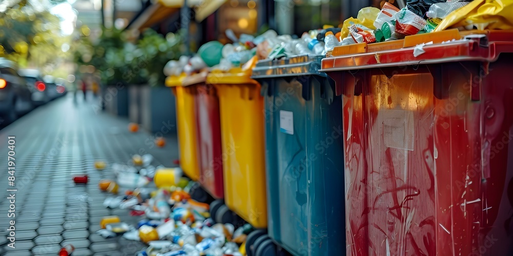 Recycling bin diverting waste from landfills in a closeup shot. Concept ...