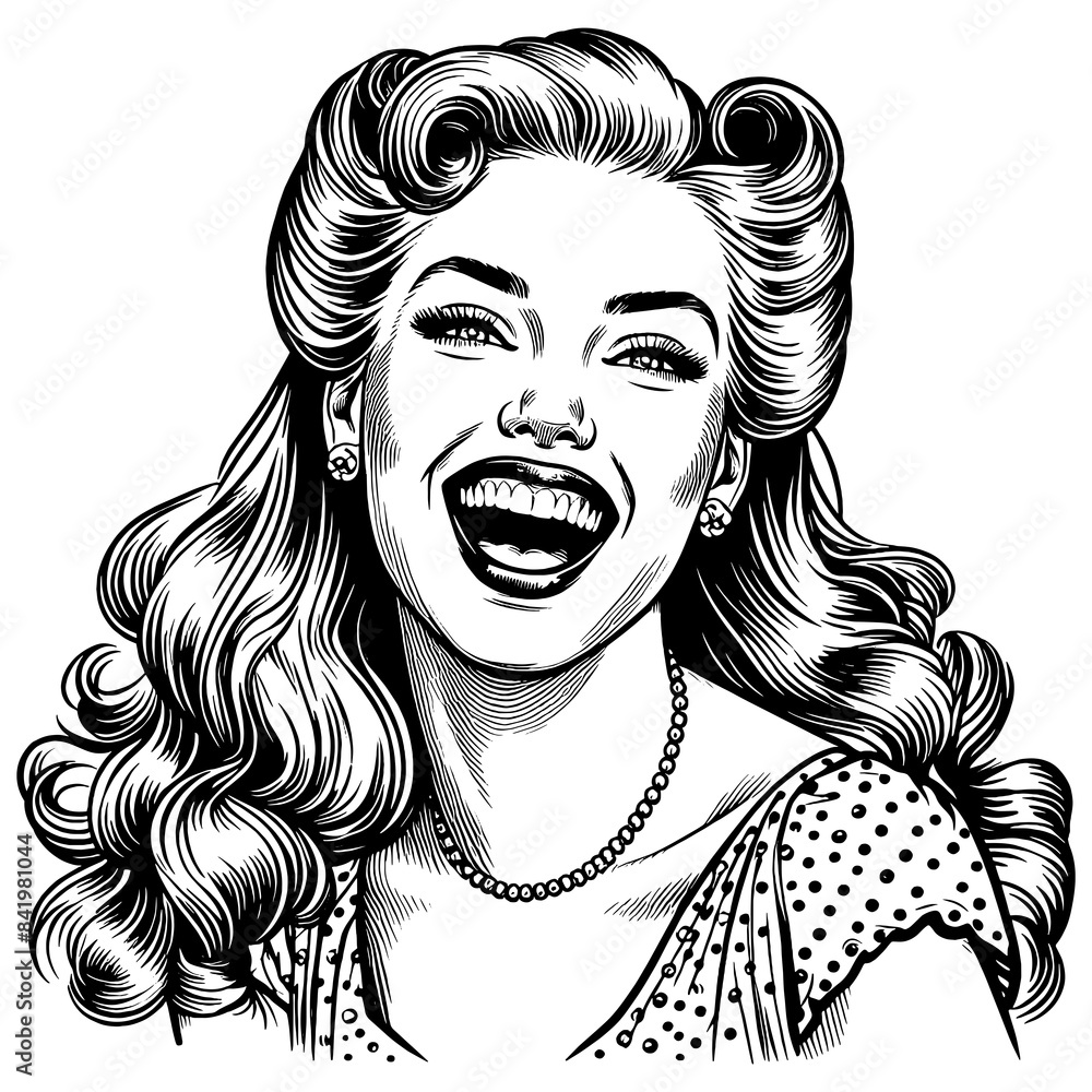 woman laughing heartily, her head thrown back in a moment of pure joy ...