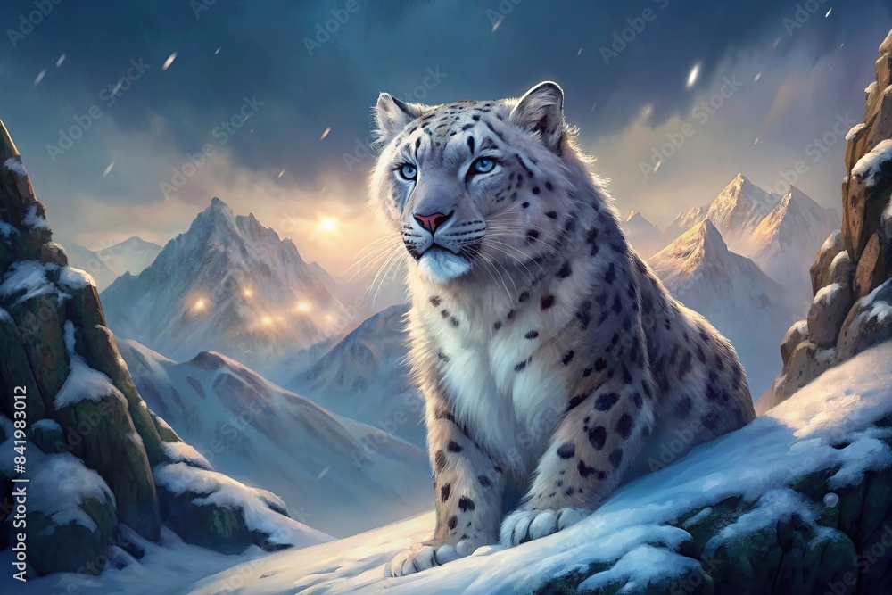 Rare snow leopard in its natural habitat on Mount Everest at 18,000 ft ...