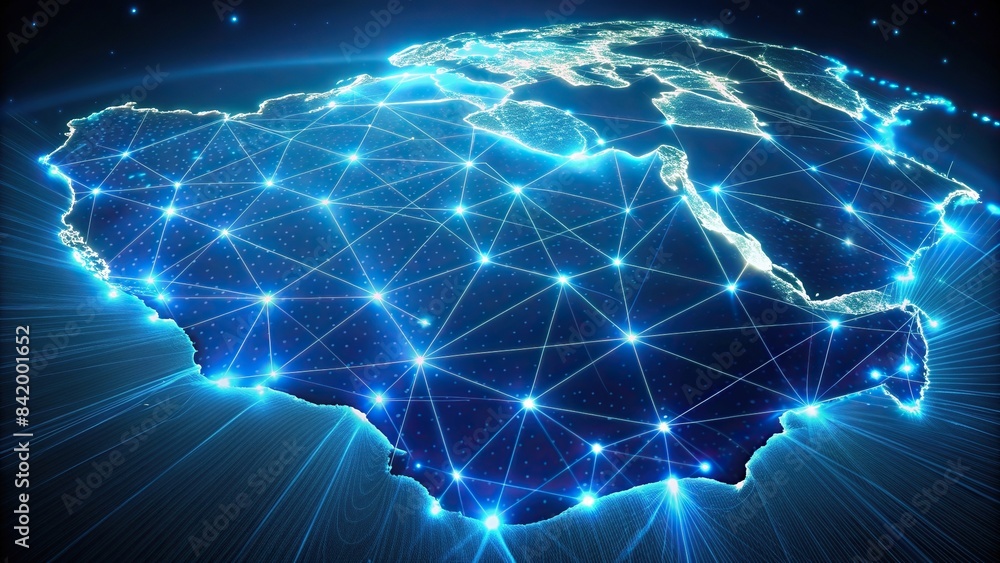 Abstract map of Saudi Arabia, Middle East, and North Africa with ...