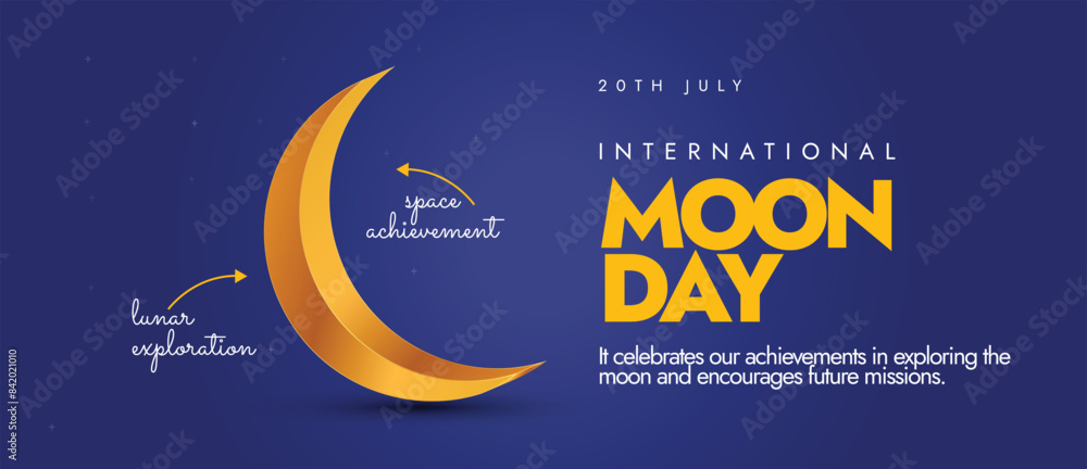 International Moon day. 20th July Moon day celebration cover banner ...