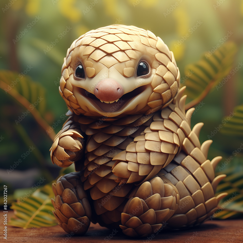 Cute full body baby pangolin smiling Stock Illustration | Adobe Stock