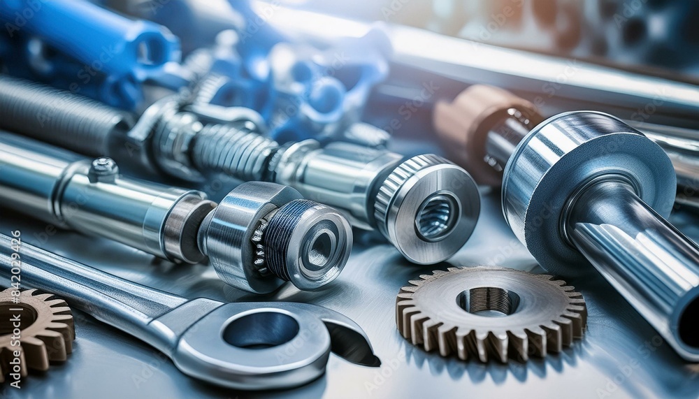 metal background of mechanical tools and pipes of cogs and wheels and ...