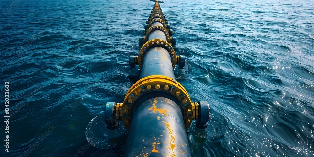 Blue Ocean Oil Pipeline Infrastructure with Subsea Equipment. Concept ...