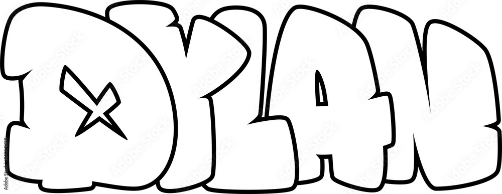 DYLAN Graffiti Name, street art urban tag style font, clear transparent ...