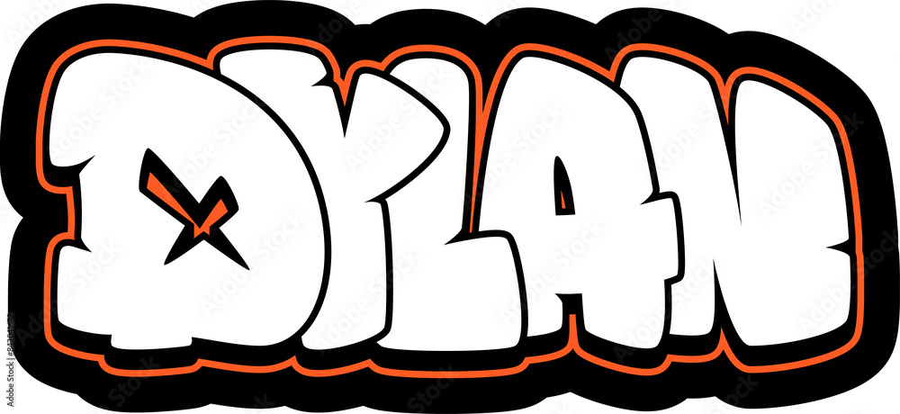 ภาพประกอบสต็อก DYLAN Graffiti Name, street art urban tag style font ...