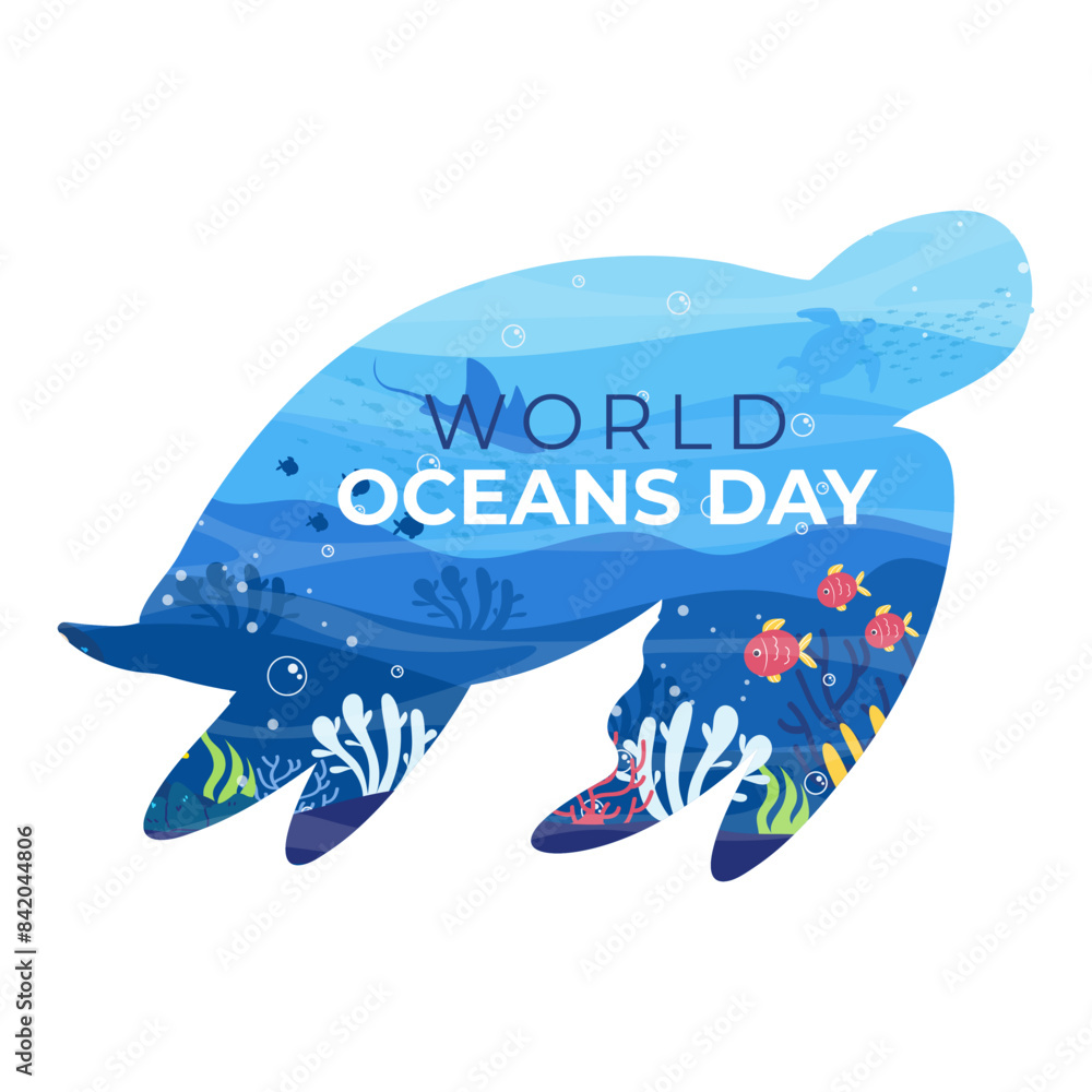 Background with sea. World oceans day background with underwater ocean ...