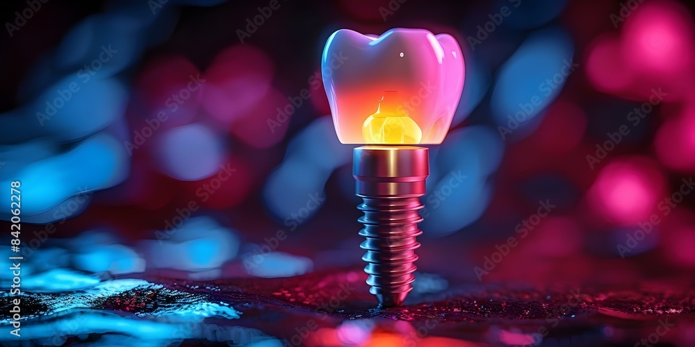 Vibrant Illuminated Dental Implant with Abutment and Crown for Tooth ...