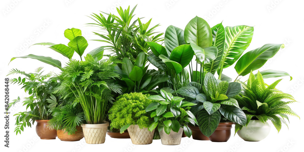Assorted green houseplants in pots isolated - An array of assorted ...