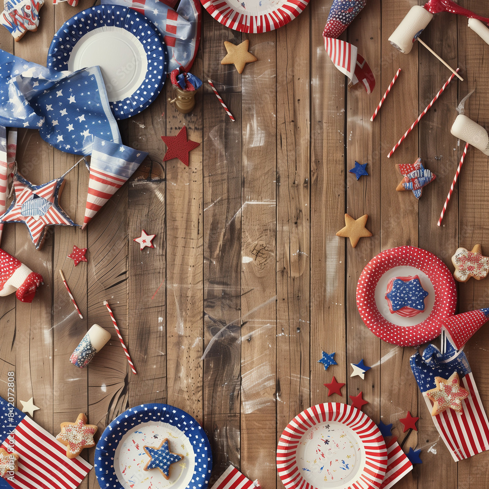Rustic Fourth of July Decorations Spread with Ample Text Overlay Space ...