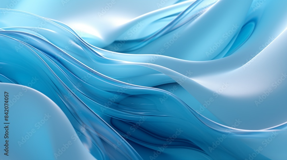 Abstract blue flowing textures in soft gradient background. Elegant ...