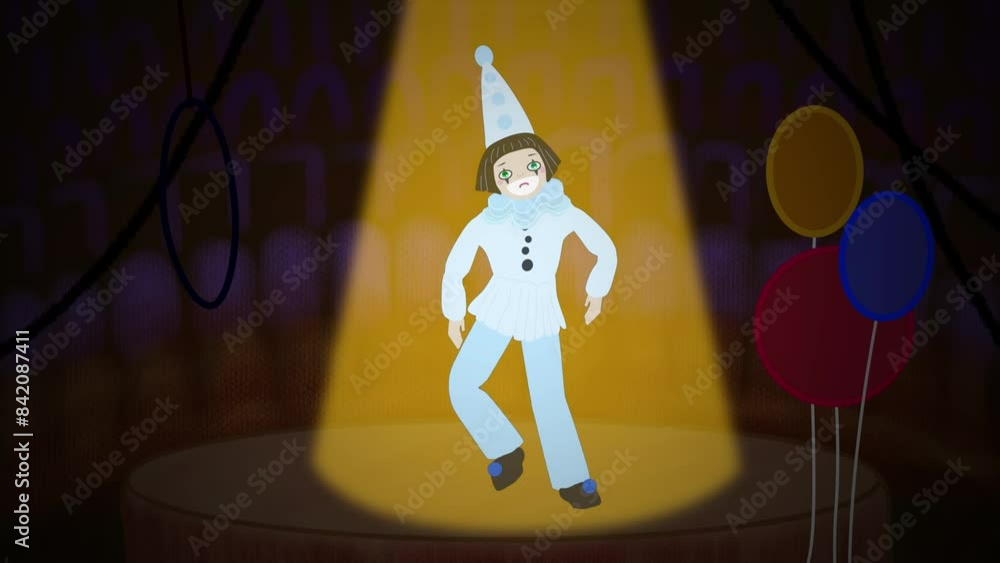 Vídeo do Stock: Cute dancing clown on stage of circus after performance ...