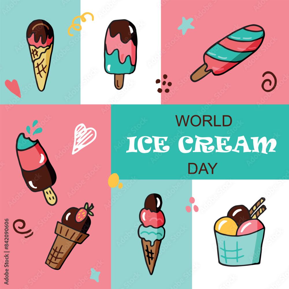 World ice cream day hand drawn text. Modern brush calligraphy ...