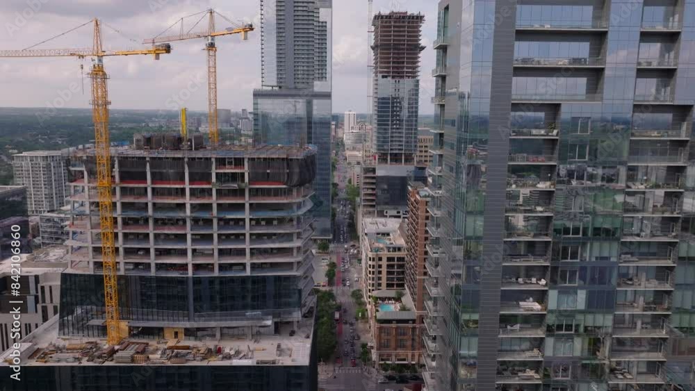 Dynamic urban landscape of downtown Austin with high rise buildings and ...