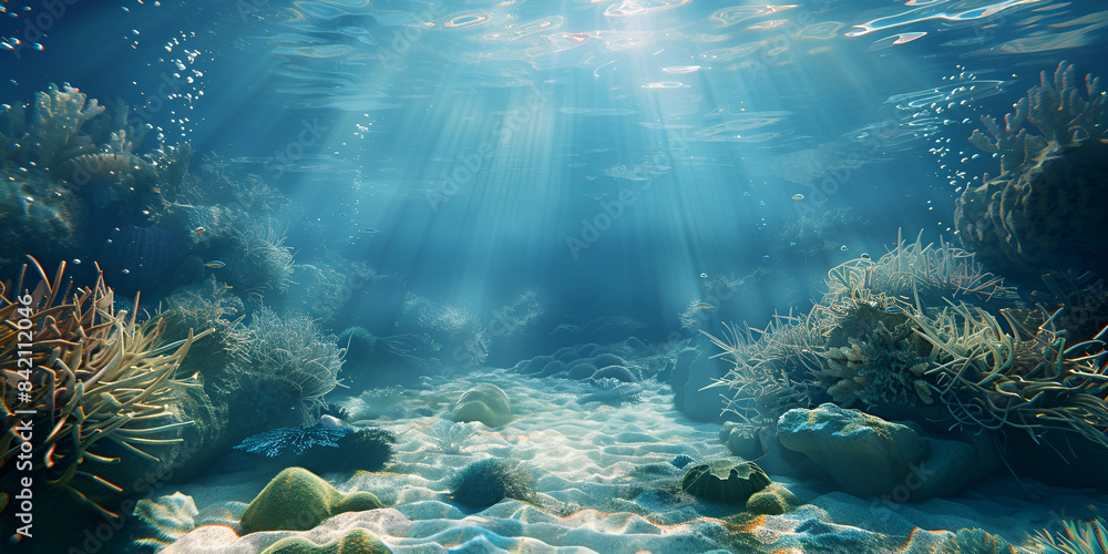 coral reef with fish, A computer generated image of a coral reef ...