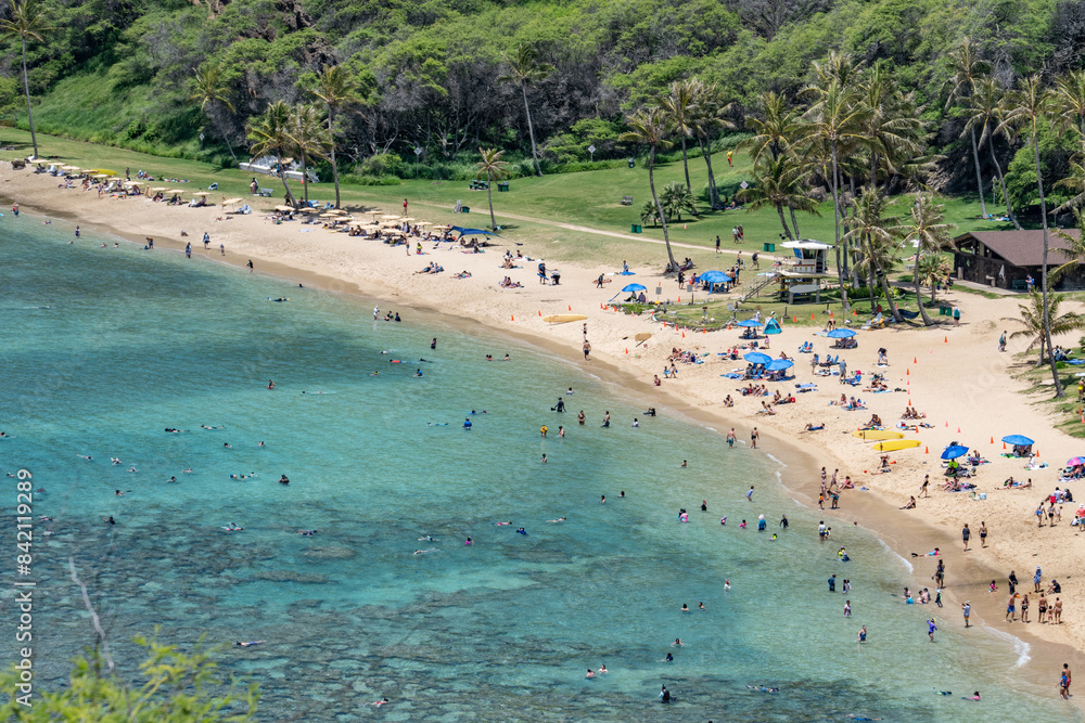 Hanauma bay is a marine embayment formed within a tuff ring and located ...
