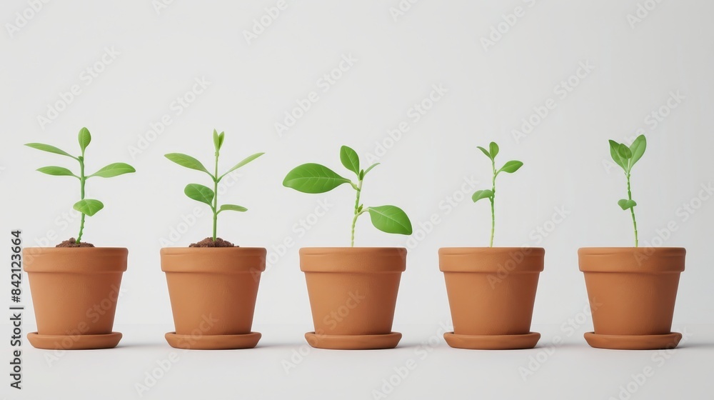 Blossoming Beauty Evolution of Growth in Terracotta Pots Captivating ...