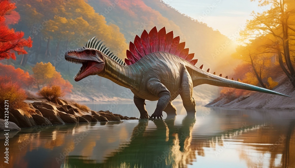 Spinosaurus that lived in the Late Cretaceous period Stock Illustration ...