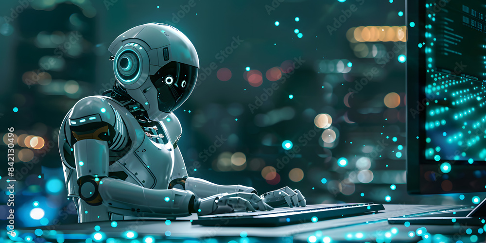 3d Illustration of Artificial intelligence chat bot with email icon LED ...