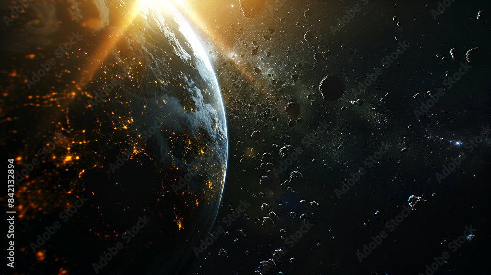 water in the glass,Planet in space destroy ultra hyper realistic photo ...