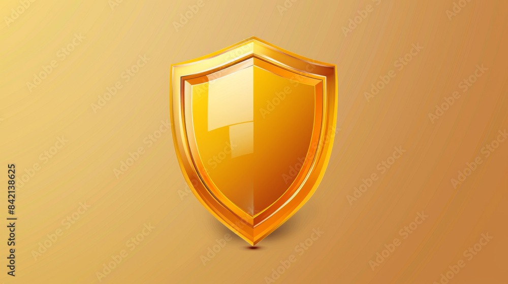 Shiny gold shield with a reflective surface on a gradient background ...