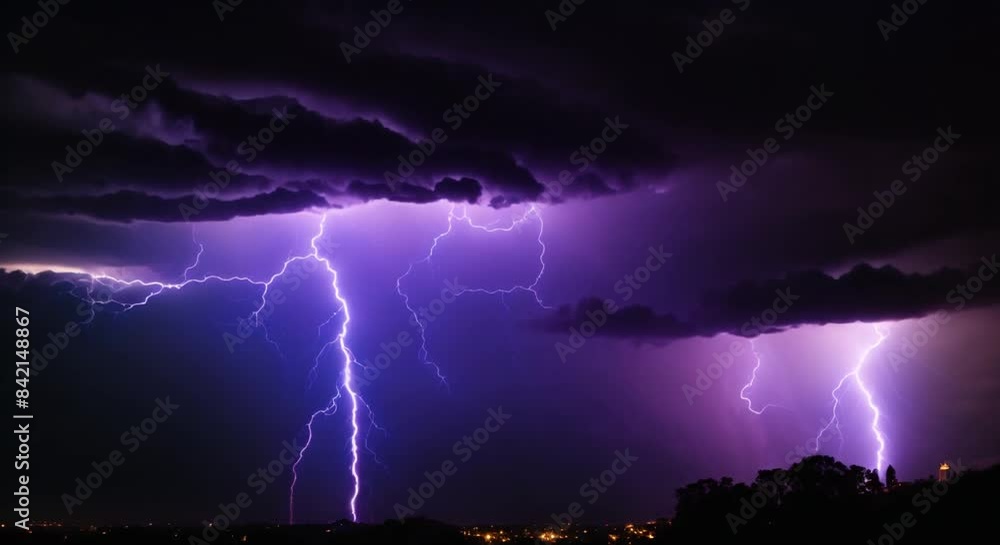 Lightning strikes Electrical storm on black background Electric ...