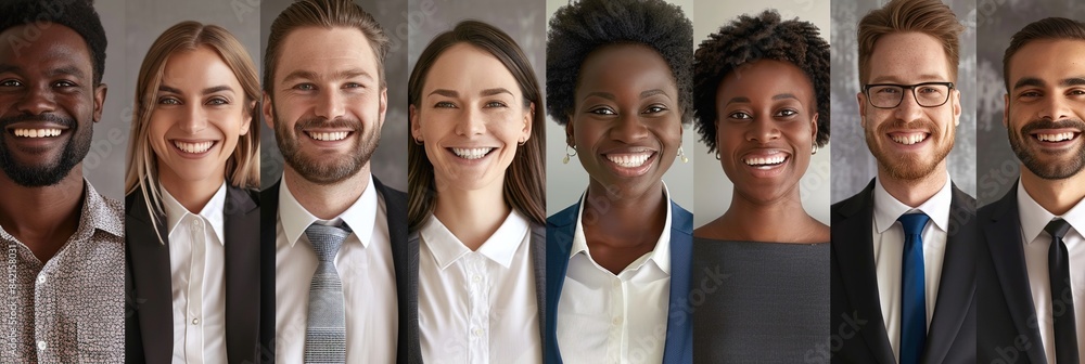 Smiling diverse business people group headshots portraits horizontal ...