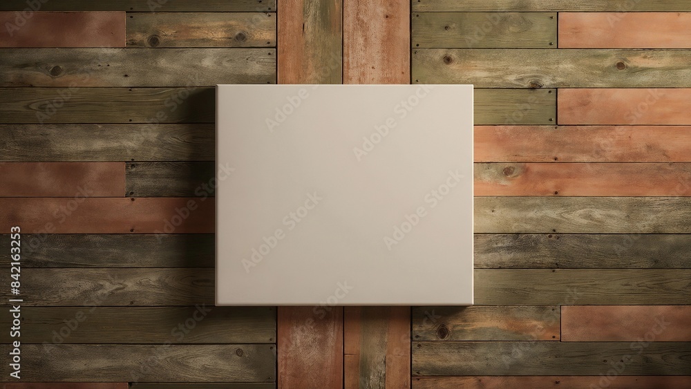 Blank canvas on rustic wood plank background. Olive Green and ...