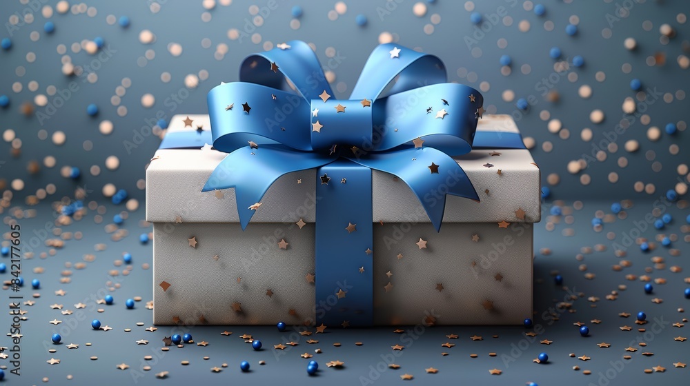 Gift Box with Ribbon:a gift box with a ribbon, isolated on a ...