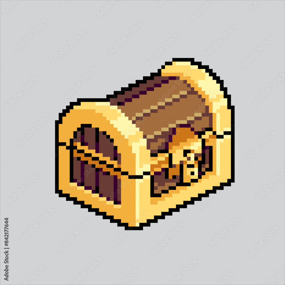 Pixel art illustration Treasure Chest. Pixelated Treasure Box. Treasure ...