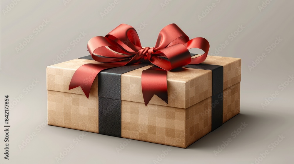 Gift Box with Ribbon:a gift box with a ribbon, isolated on a ...