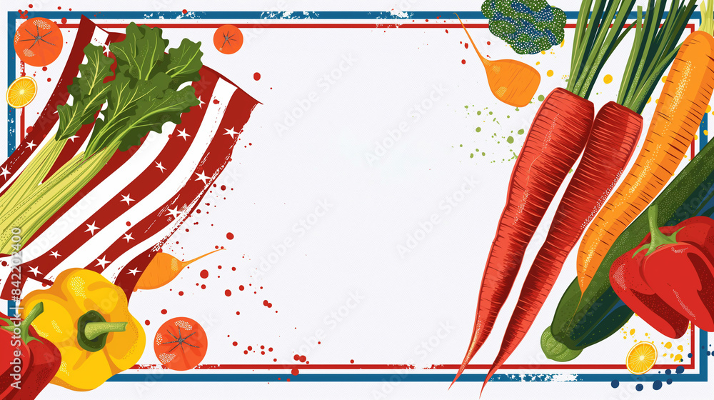 Colorful Fresh Vegetable Frame with Free Text Space, Carrots, Peppers ...