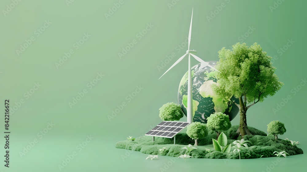 Green Energy for a Sustainable Future: A 3D render of a miniature Earth ...