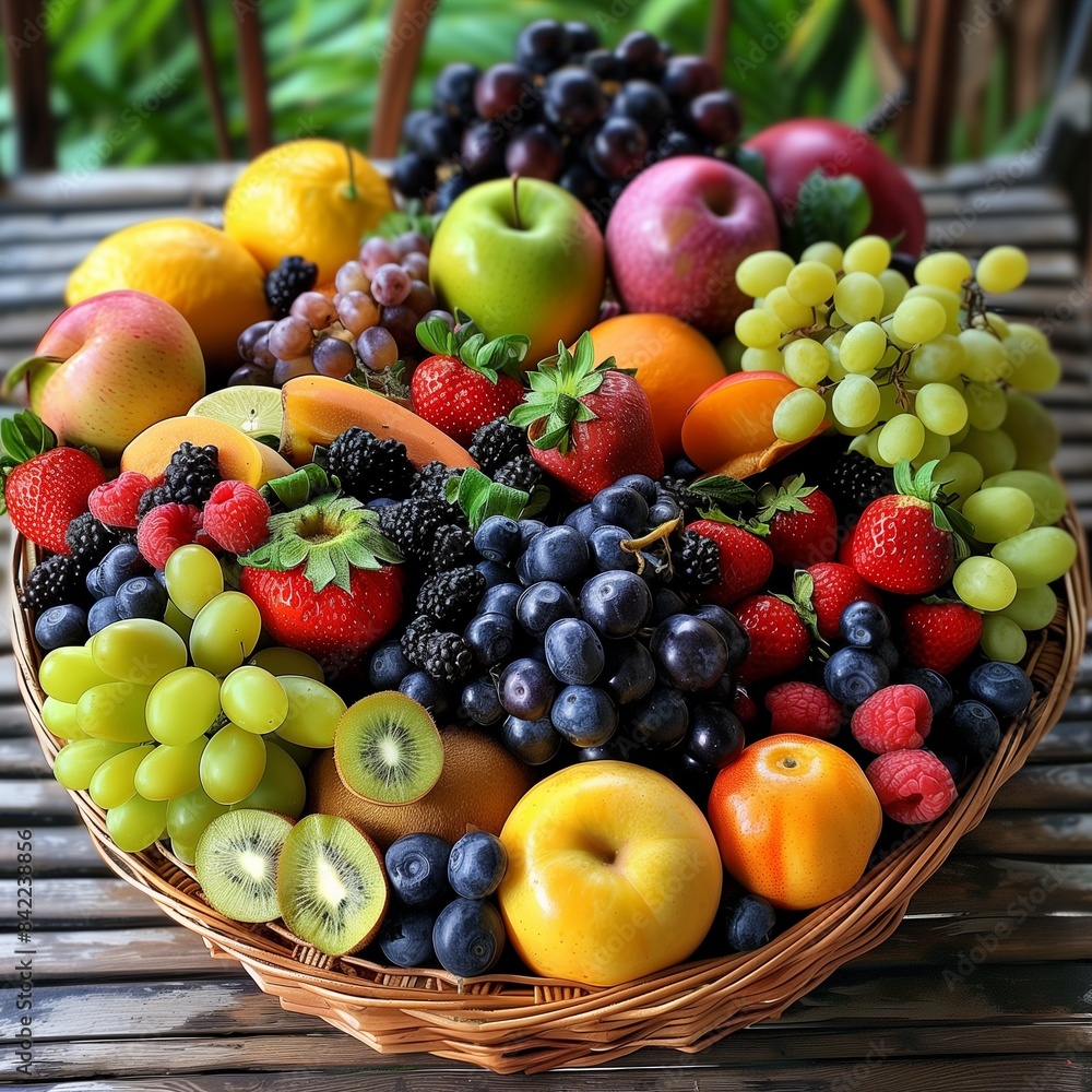 Canasta Saludable: Frutas para Todos Stock Illustration | Adobe Stock