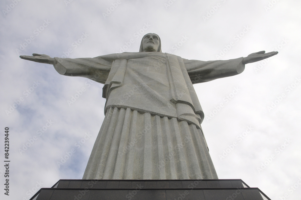 Christ the Redeemer, postcard of the city of Rio de Janeiro. Statue of ...