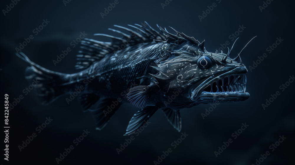 viperfish swimming in the depths of the sea, viperfish with sharp teeth ...