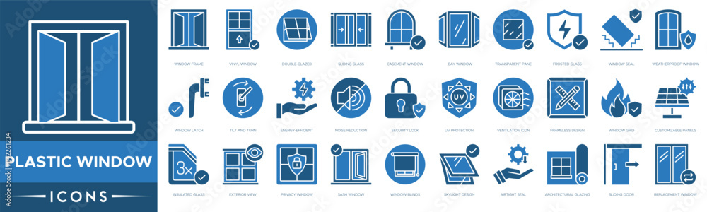 Plastic window icon. Frame, Vinyl Window, Double Glazed, Sliding Glass ...