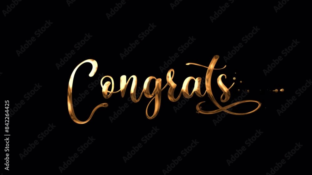 Congrats Handwritten Animated in golden color with particles on the ...