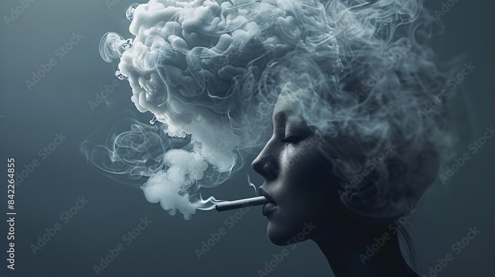 E-cigarette illustration showing the connection between vaping, mental ...