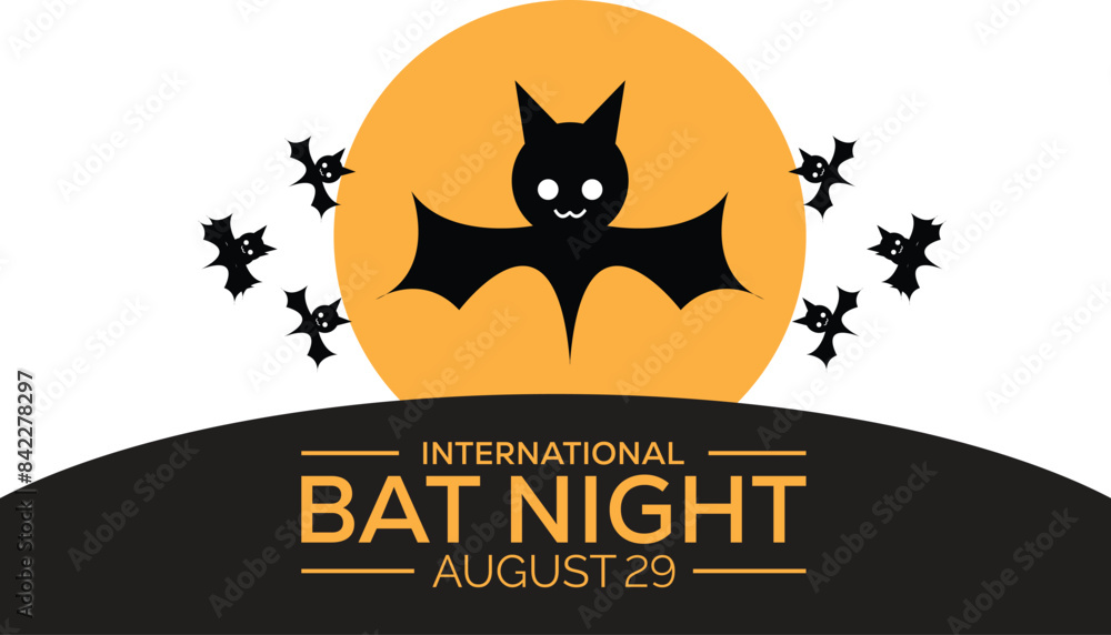 International Bat Night is observed every year on August.banner design ...