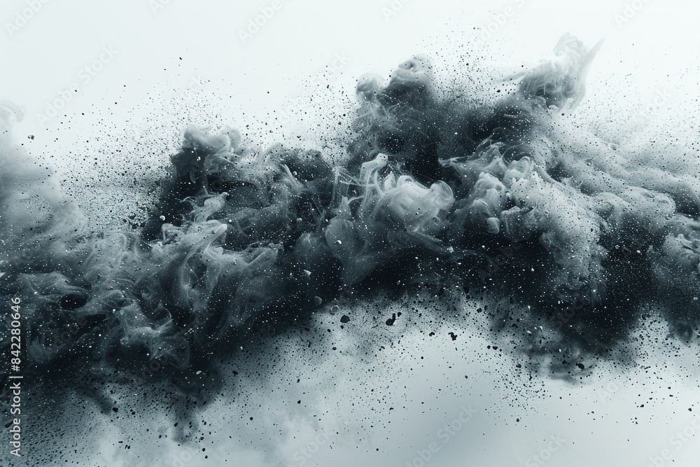 A detailed gray color explosion, highlighting the contrast of various ...